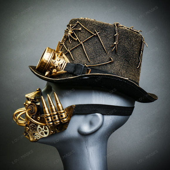 ILOVEMASKS | Accessories | Gold Halloween Spider Web Top Hat W Gold ...